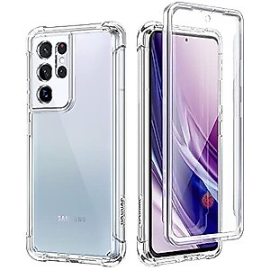 SURITCH Clear Case for Samsung Galaxy S21 Ultra 5G,[Built in Screen Protector][Camera Lens Protection] Full Body Protective Shockproof Bumper Rugged Cover for Galaxy S21 Ultra 6.8 Inch (Clear)