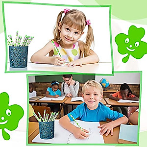 St Patrick's Day Pencils Shamrock Wooden Pencils Green Party Pencil for Kids Schools Classroom Supplies St Patrick's Party Favors (24 Pieces)