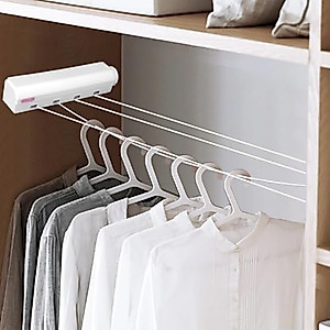 Retractable Outdoor Clothesline Indoor Wall Mounted Flexible Clothes Dryer Plastic Telescopic Rope Hanger Space Saving for Hanging Drying Rack Wet Dry Laundry Bathroom Hotel Travel Camping(4 Ropes)