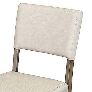 Goozio 5-Piece Retro Round Dining Table Set with Curved Trestle Style Legs and 4 Upholstered Chairs for Kitchen Room, Taupe