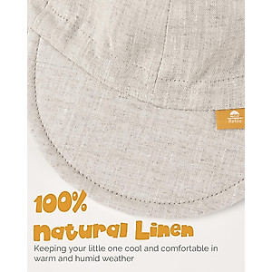 Baby Sun Hat UPF 50+ Adjustable Linen Breathable Infant Quick Drying Summer Beach Hat with Neck Flap Swim Hat for Baby Boys Girls Beige