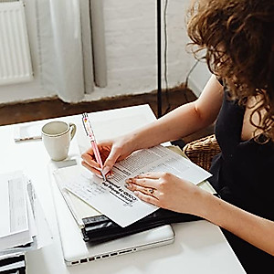 Ubabe Ballpoint Pens, 5pcs Blue Ink Metal Pens Purple/Grey/Rose Gold/White/Pink Cute Pens Liquid Dried Flower Pen for School Supplies Desk Accessories (Blue Ink)