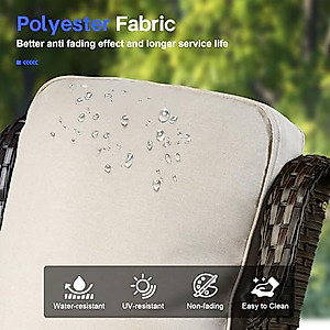 XIZZI Patio Furniture Sets 7 Pieces Outdoor Swivel Rocking Chairs with 50,000 BTU Propane Fire Pit Table All Weather PE Wicker Outside Conversation Sofa Set and Matching Side Table,Brown Wicker Beige