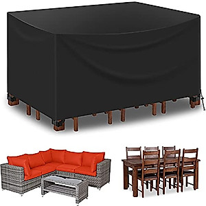 smdodddy Patio Furniture Covers, Waterproof Rectangular Patio Furniture Set Cover, Patio Covers 71" L x 47" W x 29" H Outdoor Sectional Sofa Set Covers, Outdoor Patio Table Covers Fit for 8-10 Seats