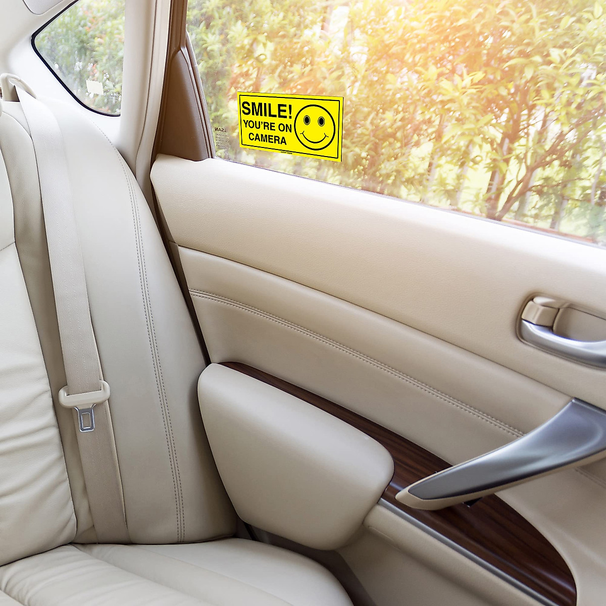 (Set of 6) Smile You're On Camera Sign - 2" x 4" - 4 Mil Vinyl - Laminated for Ultimate Protection & Durability - Self Adhesive Decal - UV Protected & Weatherproof - Heavy Duty