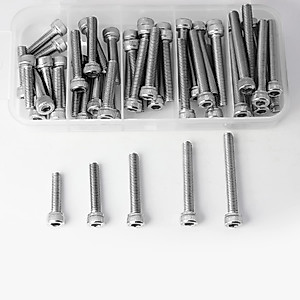 GUTEBANG M5 x 20mm 25mm 30mm 35mm 40mm Socket Head Cap Screws Bolts 304 Stainless Steel Hex Socket Screw, Metric Machine Fully Threaded, Assortment Kit 50PCS