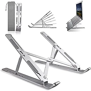 SGIN Laptop Stand, Computer Stand, Adjustable Laptop Riser, Foldable Ergonomic Laptop Holder Compatible with 10-15.6” Laptops(Silver)