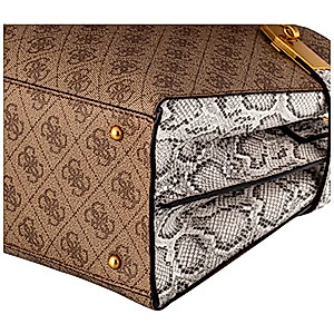 GUESS Zadie Girlfriend Satchel, Latte Logo Python