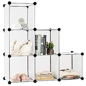 Tangkula 6 Cubes Storage Organizer, DIY Plastic PP Closet Cabinet w/Rustproof Steel Frame, Portable DIY Modular Storage System w/Hammer for Toys, Books, Shoes Indoor Use