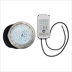 Poolexa SS1050X 10 Inch Large LED Multicolor Inground Pool Light with 50 Foot Cord for Wet Niche (Controller Included)