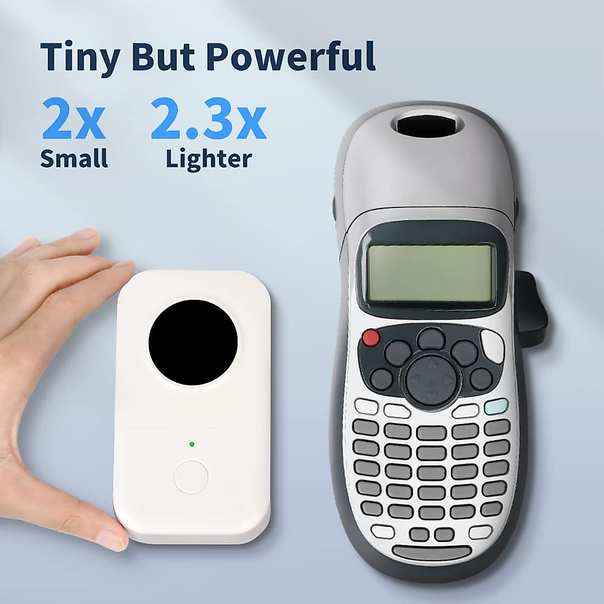 Phomemo D30 Label Maker Machine with 4 Tapes - Black on Clear, White Tape, Mini Bluetooth Label Printer, Portable Smart Phone Handheld Sticker Mini Labeler Inkless Rechargeable, BPA-Free