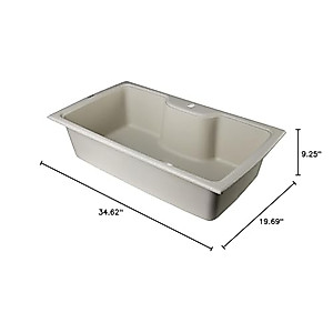 ALFI brand AB3520DI-B Drop-In Single Bowl Granite Composite Kitchen Sink, 35", Biscuit