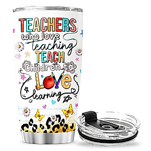 JENOIS Teachers Teaching Teach, Tumbler 20 Oz With Lid And Straw, Teacher Gifts, Appreciation Gift Tumblers Coffee Cups Pack For Steel Women Music Stainless