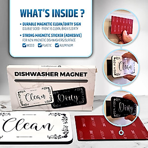 HMmagnets Dishwasher Magnet Clean Dirty Sign That Will Never Fall - Magnetic Dirty/Clean Indicator | Thicker & Stronger (Upgraded Magnets) | Doesn’t Peel | 4.5 * 2.5 Inches - Modern Decorative