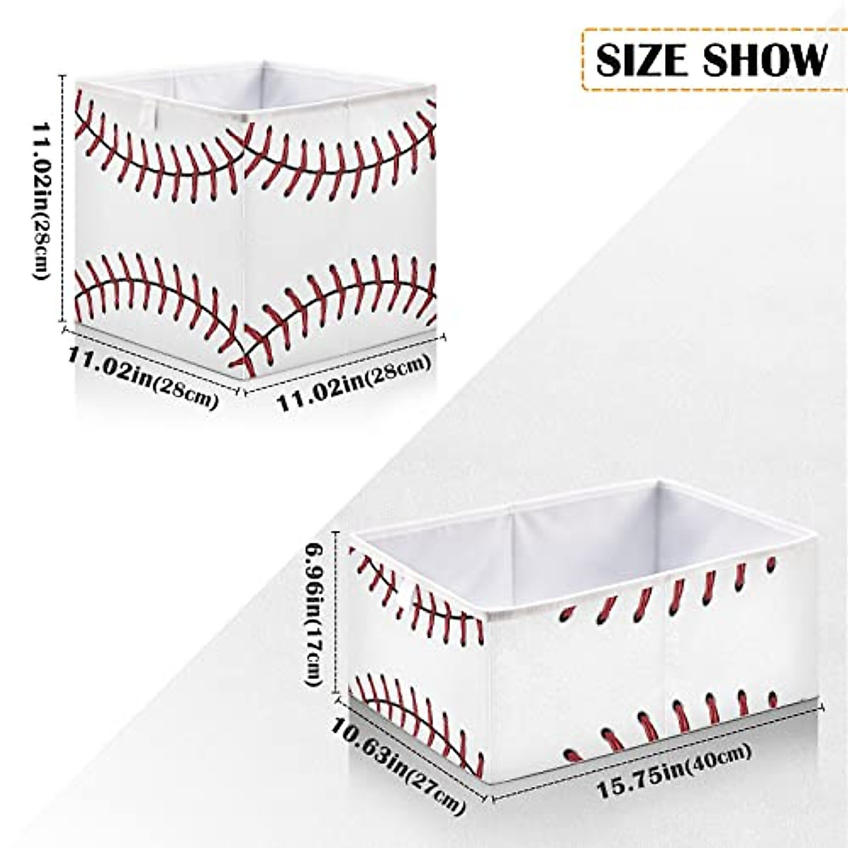 Softball Baseball Storage Basket Storage Bin Square Collapsible Laundry Baskets Large Toy Chest Organizer for Rooms Playroom Shelves