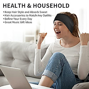 ASIILOVI Bluetooth Headband Headphones for Sleeping, Sleeping Headphones with HD 2-Parts Speakers and Mic for Nap Calling Running Yoga Daily Wear, Music Gift Ideas(Not for Side Sleepers)-Black