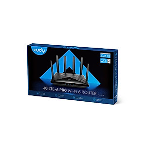 Cudy New 4G LTE Cat 18 WiFi 6 Router, Up to 1.2Gbps 4G LTE Modem, Qualcomm Chipset, 4 x 4 MIMO, AX1800, OpenVPN, Wireguard, Zerotier, Cloudflare, IPv6, Detachable Antennas, Dual SIM, LT18