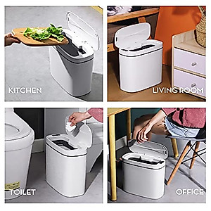 Gttyowyin Smart Touchless Bathroom Trash Can with Lid, 3.4 Gallon/13L Motion Sensor Bathroom Trash Can, Waterproof Smart Trash Can, Garbage Can for Bathroom,Kitchen,Office,Living Room
