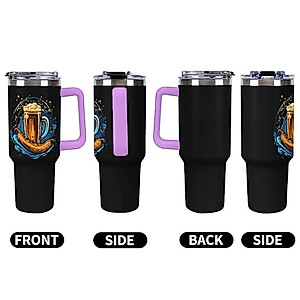 Bratwurst Funny Oktoberfest 40 Oz Car Cup Stainless Steel Travel Mug Leak-Proof Insulated Tumbler with Handle Violet-style