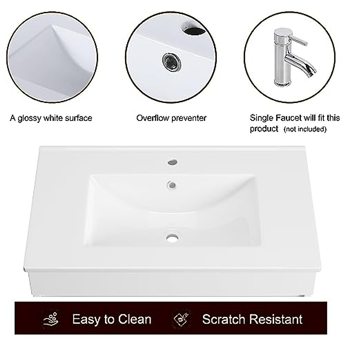 30" Floating Bathroom Vanity with Sink Combo, Wall Mounted Bathroom Vanity Cabinet with Two Soft Close Doors, Wood Bath Vanity with White Ceramic Basin Sink Top for Home Furniture, 30 Inch White