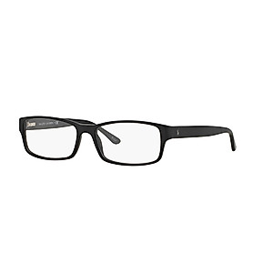Polo Ralph Lauren Men's PH2065 Rectangular Prescription Eyewear Frames, Matte Black/Demo Lens, 54 mm