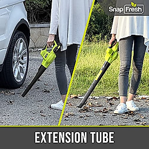 SnapFresh Leaf Blower - 20V Cordless Leaf Blower with 2.0Ah Battery & Charger, 130 MPH 140CFM Electric Leaf Blower for Lawn Care, Battery Powered Lightweight Leaf Blower for Yard Patio (Green)