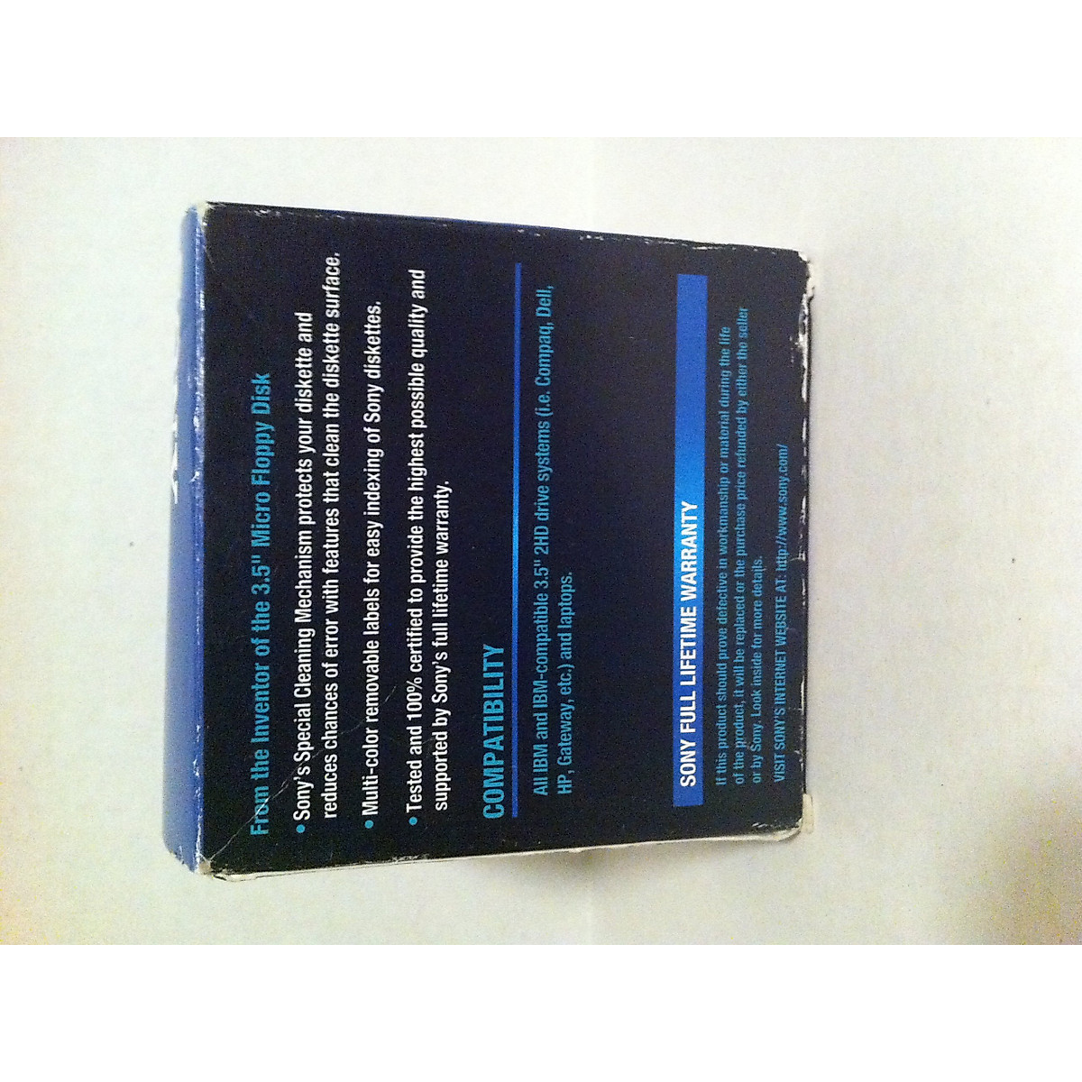 1995 Sony Electronics, Inc. Sony Micro Floppy Disk/double Sided 10mfd-2hdcf 10 Pack Blister Box Package---capacity IBM Formatted 1.44 Mb 10 Pack---specifications Trackes Per Inch 135 Tpi, Number of Tracks-80/side Double Side/high Density---compatibility I