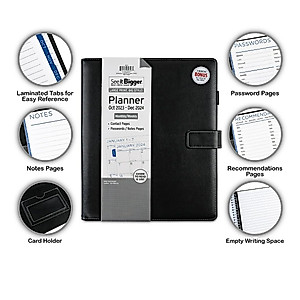 PlanAhead SEE IT BIGGER Monthly/Weekly Large Deluxe Planner/Organizer Premium Paper April 2024 - June 2025 9.75" x 11.75" and SUHEYLA Inspirational Pen “My Life is My Message"