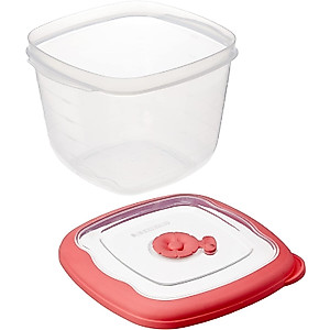 Tribello Plastic Freezer Food Storage Container with Lids Microwave/Dishwasher Safe Steam Vent/Air-Tight Lid Square Medium 40 Oz 4-Pack, 5-Cup