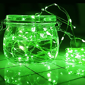 Green String Lights Christmas Decorations, 2 Pack 100LED Copper String Lights Battery Operated Fairy Lights Waterproof Twinkle Lights for Home, Bedroom, Garden, Patio, Outdoor, Xmas Decor-Green