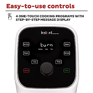 Instant Vortex 4-in-1, 2-QT Mini Air Fryer Oven Combo, From the Makers of Instant Pot with Customizable Smart Cooking Programs, Nonstick and Dishwasher-Safe Basket, App with over 100 Recipes, White