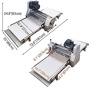 INTSUPERMAI Dough Sheeter Reversible Commercial Dough Roller Machine 70.9"×19.7" Belt Fondant Sheeter Flattener Pastry Pizza Noodle Press Machine Two-way Rollers 110V