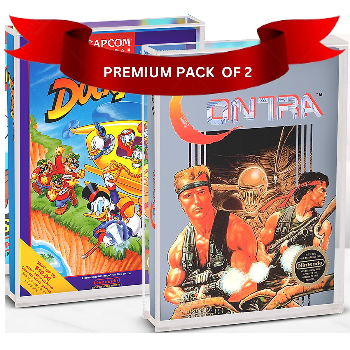 Acrylic Video Game Box Storage Case for Nintendo NES Video Game Box - 4MM Thick, Anti-Dust, Anti-UV, and Acid-Free Clear NES Holder, Video Game Covers by EVORETRO (Pack of 2)