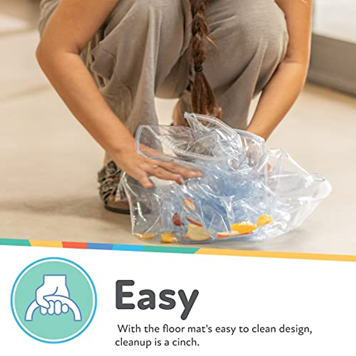 Nuby Floor Mat, Clear Circle, Protect Floors from Spills & Messes, Waterproof, 50"