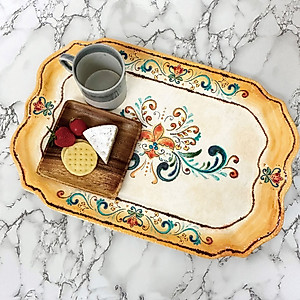 Supreme Housewares 20 Inch Melamine Serving Tray Serving Platter Rectangular Tray BPA-Free Large Tray for Charcuterie, Food, Fruit, Snack, and Dessert (Tuscany)