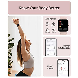 RERE ASW2-Pro Smart Watch (Answer/Make Call), Alexa Built-in, 1.8“ Fitness Tracker with 100 Sport Modes, Heart Rate, Blood Oxygen, Sleep Monitor, Fit for Android and iPhone, IP68 Waterproof, (Pink)