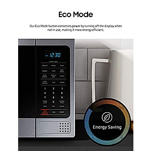 SAMSUNG 1.1 Cu Ft Countertop Microwave Oven w/ Grilling Element, Ceramic Enamel Interior, Auto Cook Options, 1000 Watt, MG11H2020CT/AA, Stainless Steel, Black w/ Mirror Finish