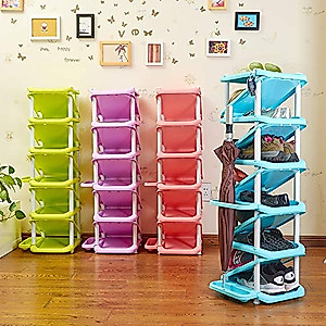 xiaofeng214 Shoe Rack Multi-Layer Storage Special Price Simple Shoe Cabinet, economical Simple Modern Multi-Functional Assembly Living Room Plastic Household (Color : Mo Green)