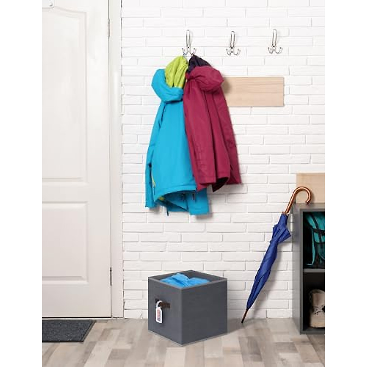 ECLAT Shoe Covers Box 13 Inch Cube Storage Bins- 1 Pack Foldable Shoe Booties Holder, Dispenser Bin for Guest, Homeowner, Realtor, Open House, Real Estate Agent Supplies, Dark Gray