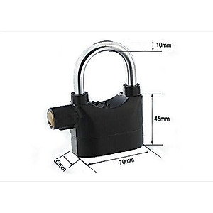 LianShi Alarm Lock 110dba Universal Security Alarm Lock System Anti-Theft for Door Motor Bicycle Padlock with 3 Keys (Black)
