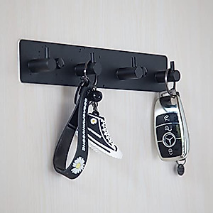 Black Adhesive Towel Hooks for Bathrooms Wall Mount no drill Shower heavy duty Wall Hook self adhesive towel rack Stick On Wall Coats Hooks Stainless Steel Adhesive hanger for Kitchen,Door,Key,4 Hooks