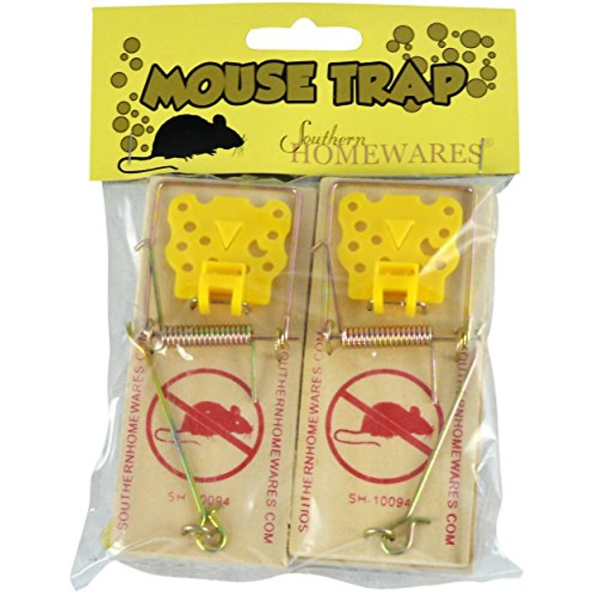 Southern Homewares Wooden Snap Mouse Trap Spring Action with Expanded Cheese Shaped Trigger 4 Pack