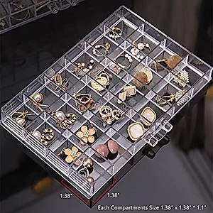 Feadily Acrylic Jewelry Organizer Box, Jewelry Drawer Organizer With 5 Drawers 120 Grids, Clear