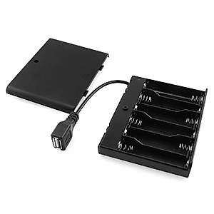 DGZZI USB Female Socket 6 AA Battery Case Box Holder with ON-Off Switch and