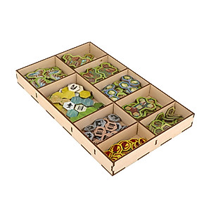 The Broken Token Ark Nova Compatible Game Organizer - Wood Storage Box with Multiple Trays for Cards, Bids, Players & More - Unofficial Wooden Game Organizer