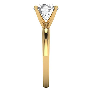 Clara Pucci Yellow 14k Solid Gold Solitaire anniversary Engagement Promise Bridal Ring - 2 Ct Round Cut Clear Simulated Diamond Sz 6