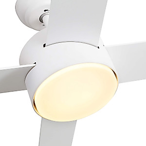 FINXIN Indoor Ceiling Fan Light Fixtures Remote LED 52 White Ceiling Fans for Bedroom,Living Room,Dining Room Including Motor,4-Blades,Remote Switch