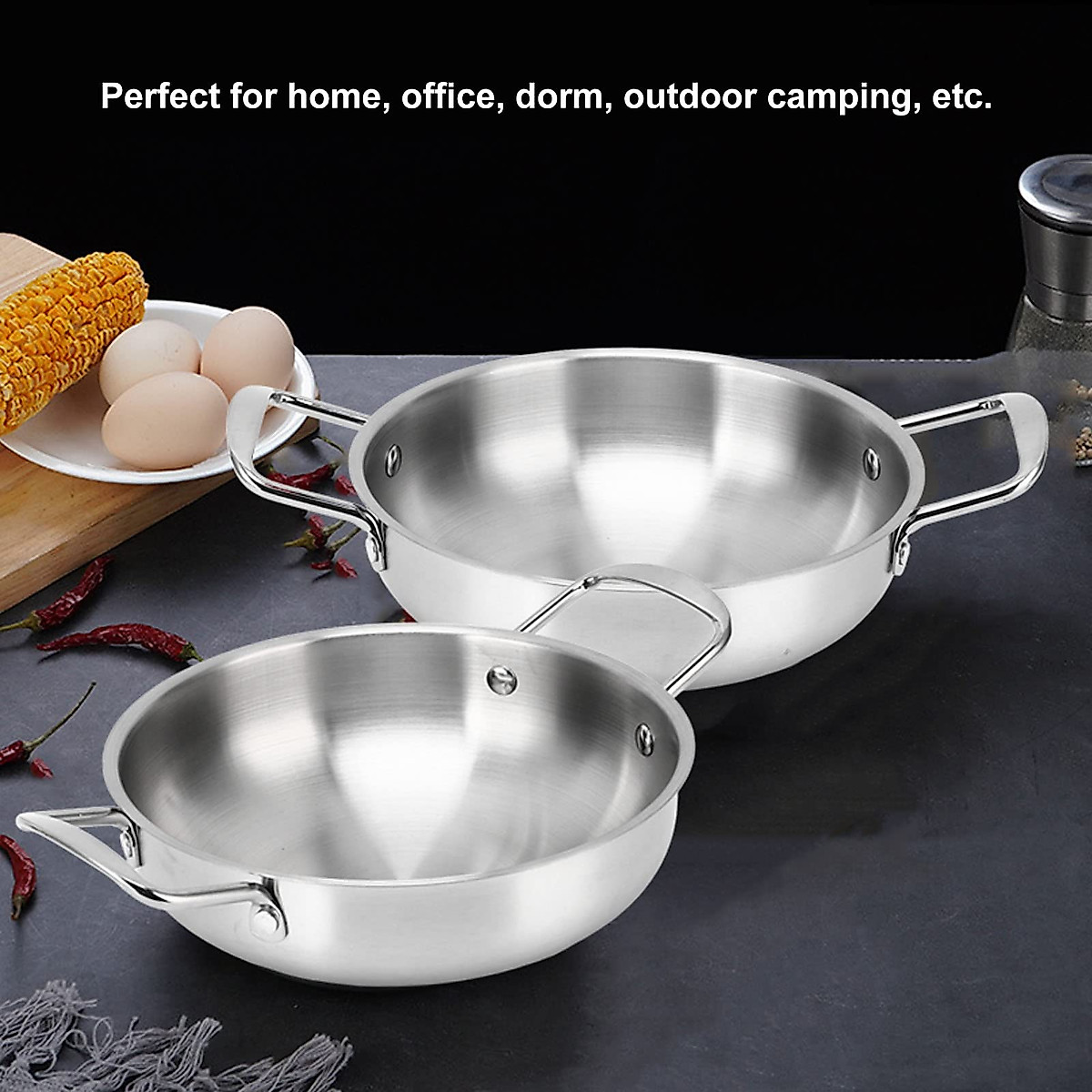 Ramen Cooking Pot, Stainless Steel Fast Heating Korean Raman Noodle Pot with Handles Induction Saucepan Stewpot for Soup Pasta Egg(18cm)