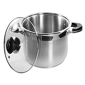 10 Qt Stock Pot 18/10 Stainless Steel Super Double Capsulated Bottom w/Glass Lid
