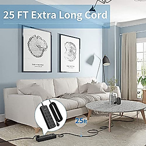 Flat Plug Extension Cord 25 Ft, NTONPOWER 10 Widely Spaced Outlets Power Strip Surge Protector with 2 USB, Overload Protection, 1080 Joules, Wall Mountable for Indoor, Home Office and Workbench Black